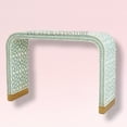 LAKECITY ARTS Bone Inlay Moroccan Waterfall Console Table Slate Green ...