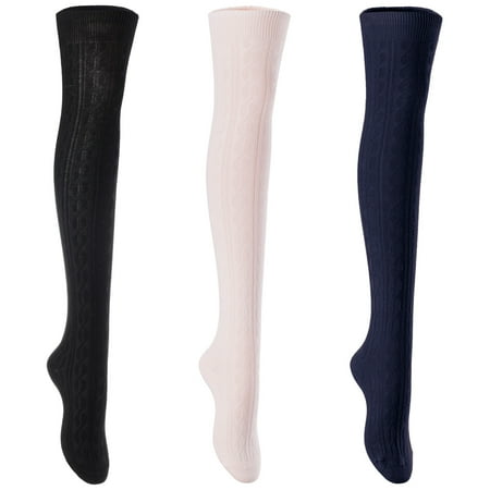 AATMart - 3 Pairs Awesome Women Thigh High Cotton Boot Socks. Durable ...