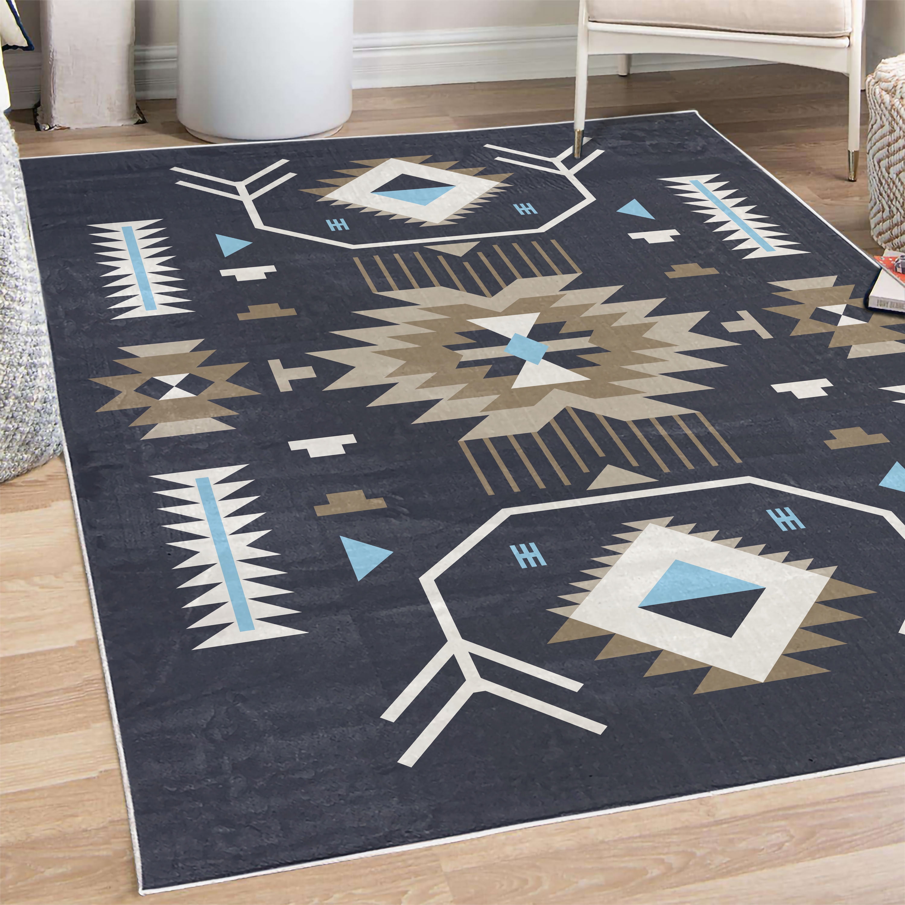 Southwestern Decorative Rug, Ethnic Illustration of a Zigzags Design ...