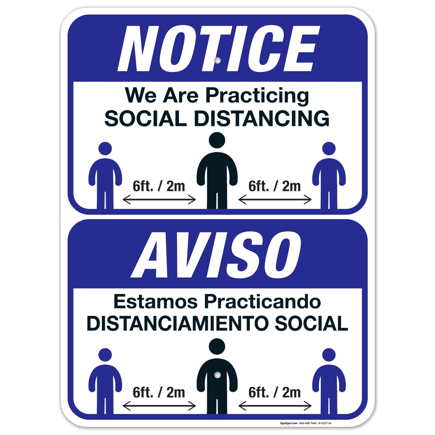 Social Distancing Bilingual Sign, Social Distancing Sign, Spanish ...