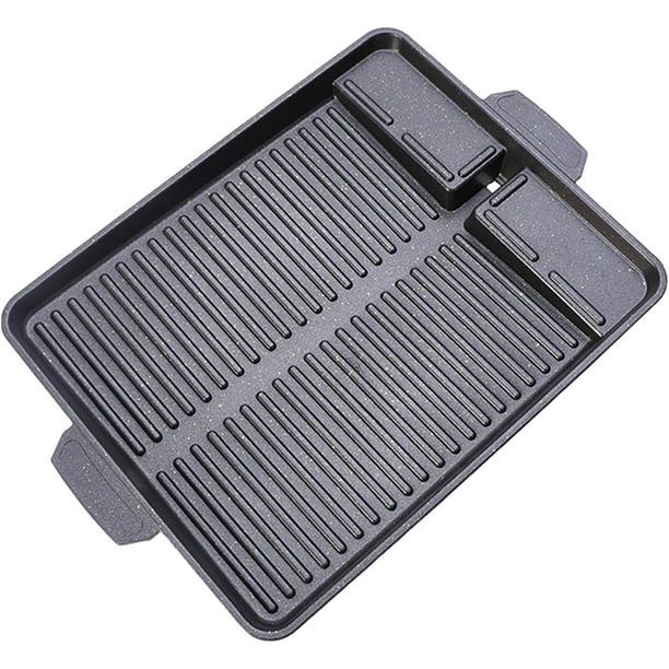 Nonstick Grill Pan, Cast Iron Griddle Plate 15inch, Travel Grill Pan ...