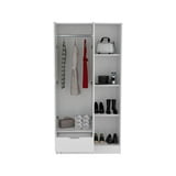 Memphis Wardrobe Armoire with 4-Tier Storage Shelves and 1 Drawer White ...