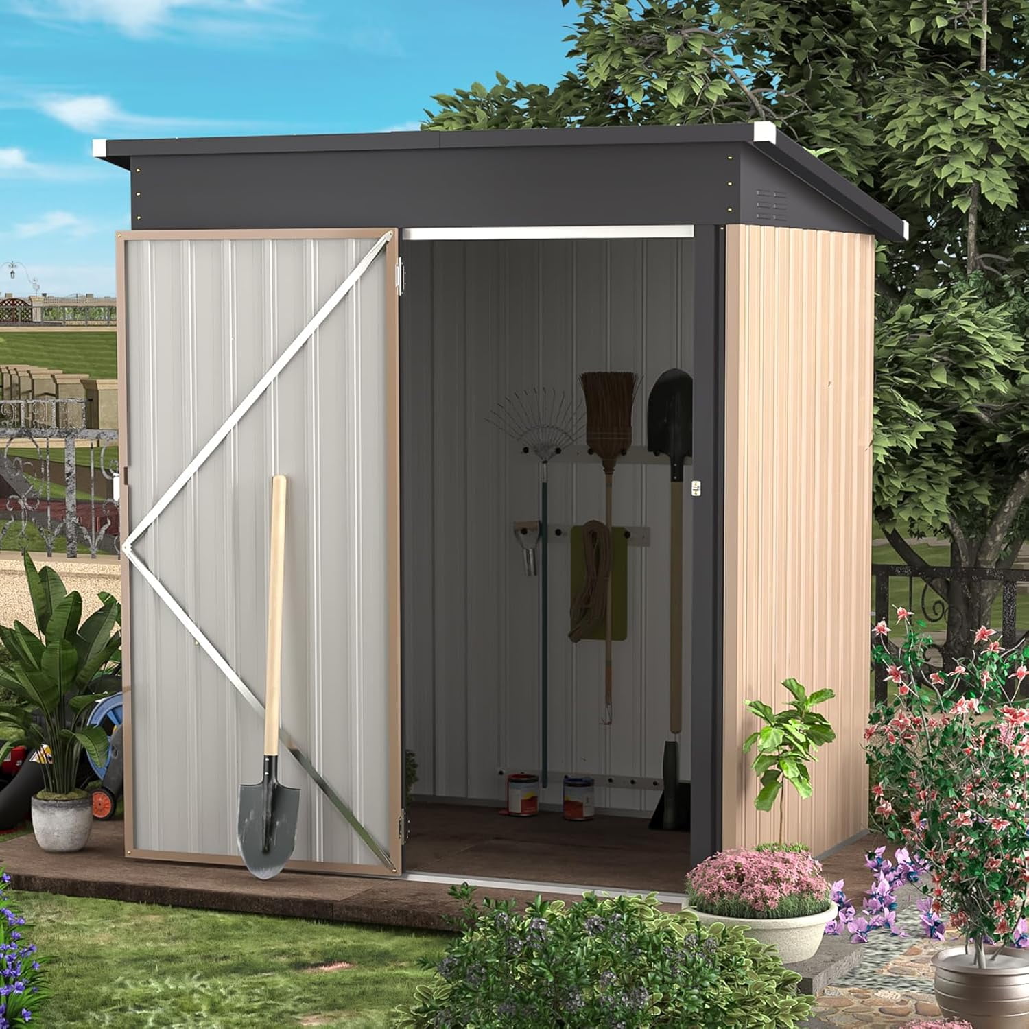 Click here for Aecojoy 5 X 3 Ft Outdoor Storage Shed With Lockabl... prices