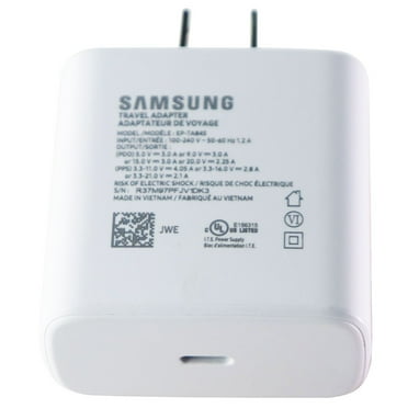Samsung 45W USB-C Super Fast Wall Charger with Adapter Plug & Cable - White - Walmart.com