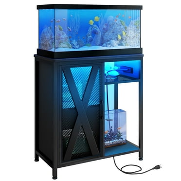 Black 40 Gallon Fish Tank Stand with Drawer & Cabinet, Sturdy, Durable ...