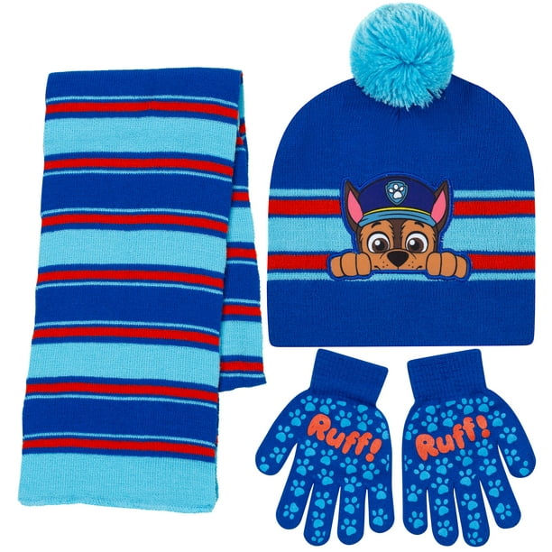 Nickelodeon Paw Patrol Chase Hat Scarf and Glove Set, Boys 4-14 Years ...