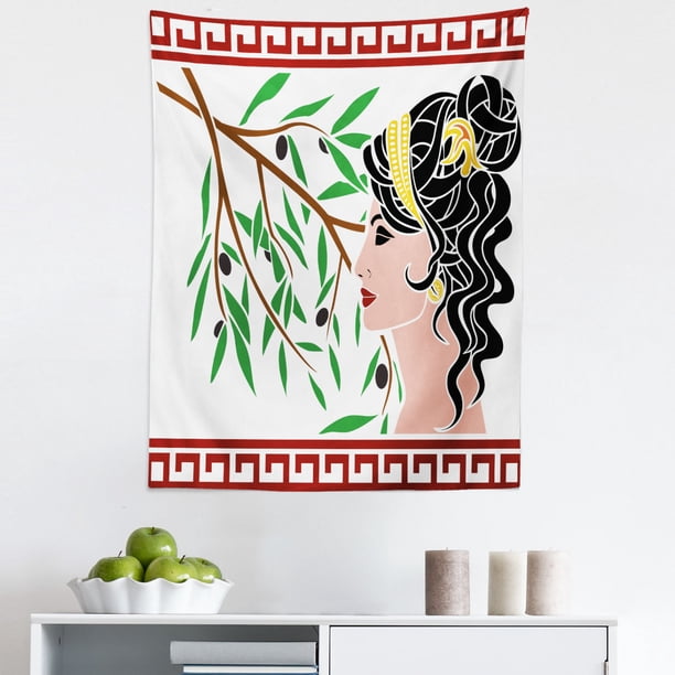 Retro Tapestry, Mythological Aphrodite Profile and Olive Branch Greek ...
