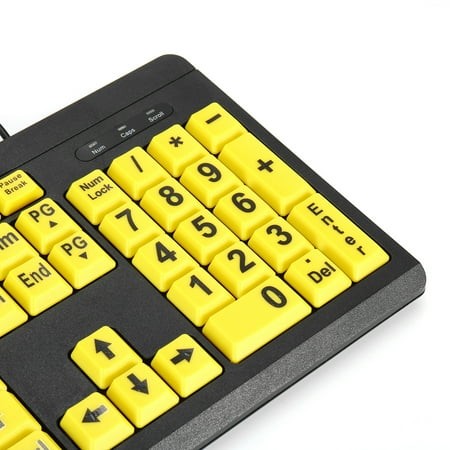 Large Yellow USB Wired Oversized Key Big Large Print Letters Computer ...