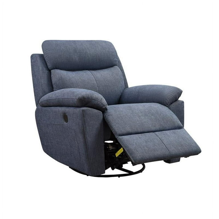 Mars Plush Comfort Wide Fabric Recliner with USB Charging Port Blue Walmart