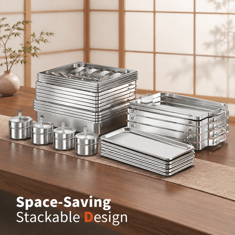 White 4 Pack 5qt Square Stainless Steel Chafing Dishes for Buffet Home ...