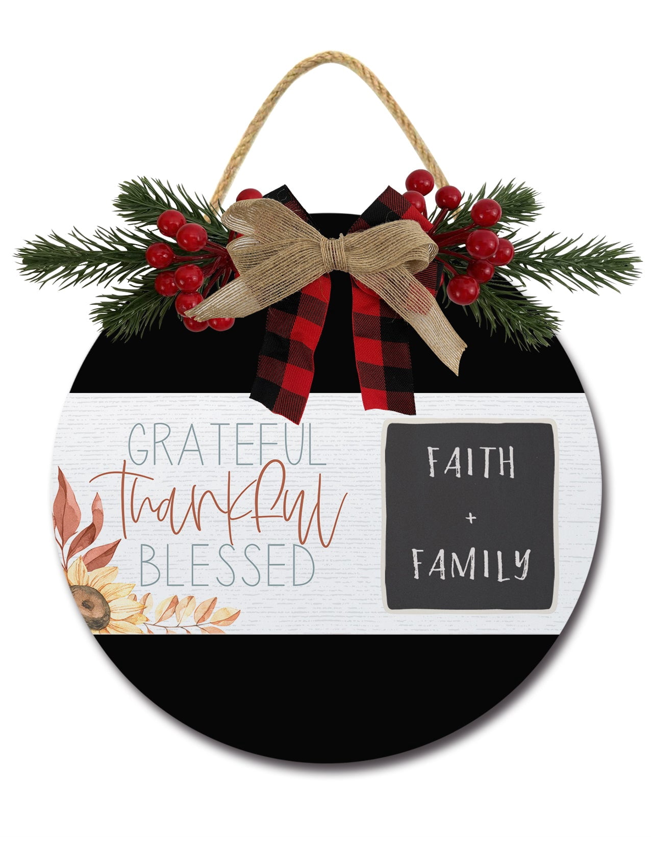 Grateful Thankful Blessed Faith Family Front Door Sign Funny Wreaths ...