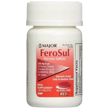 Reliable1 Labs 325 mg Ferrous Sulfate Iron Tablets, Contains Elemental ...