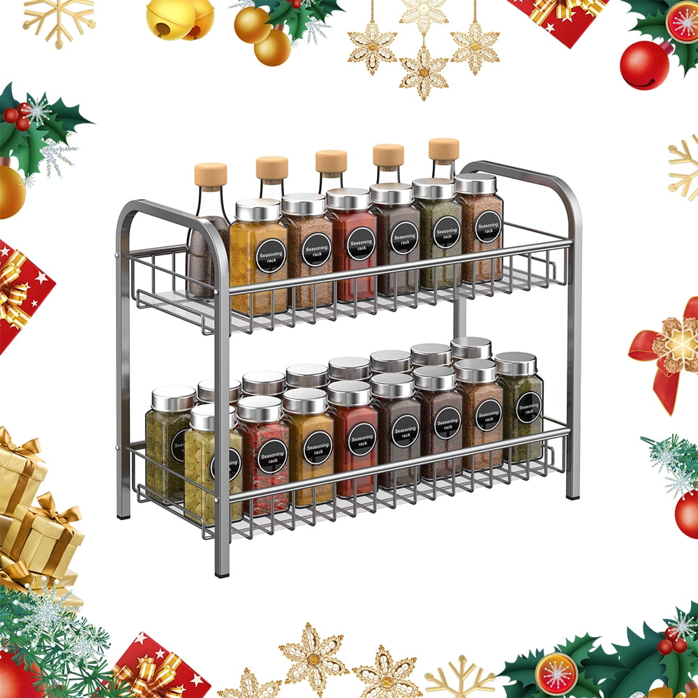 Auledio Spice Rack, 2-Tier Metal Spice Rack Organizer for Cabinet Hoom ...