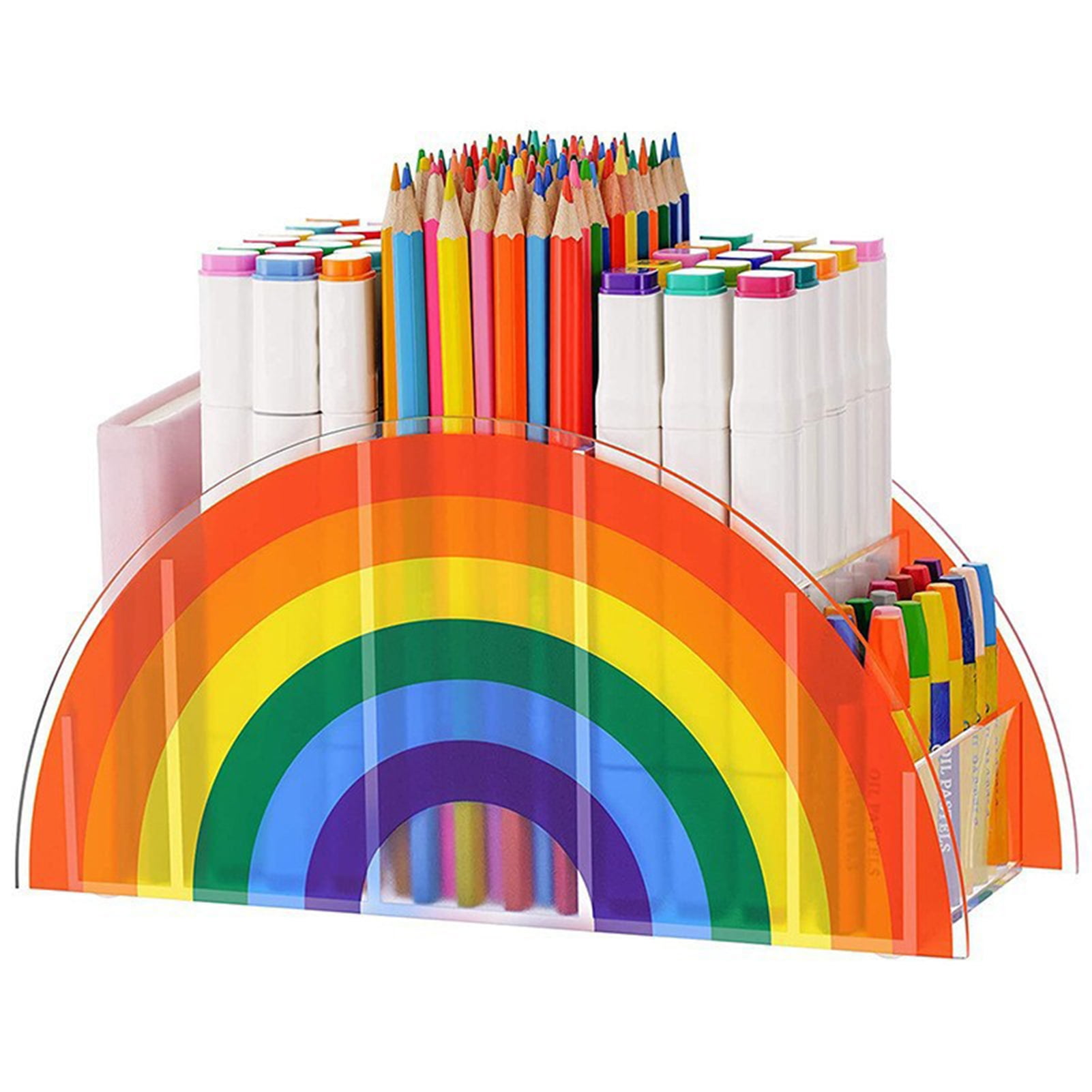 Wooden Pen Holder & Pencil Holders - Rainbow Supply Caddy Phone Holder ...