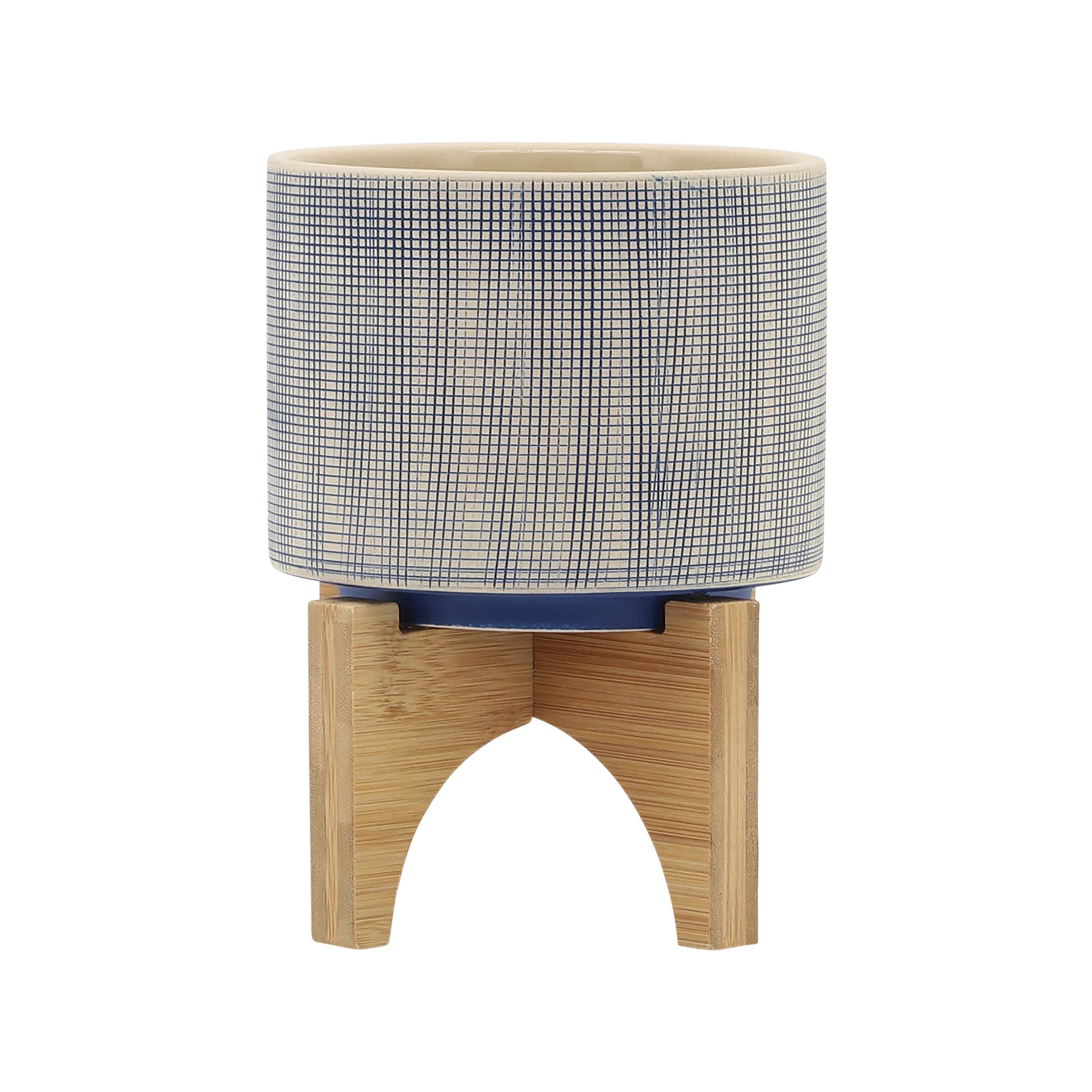 Sagebrook Home 5" Mesh Planter With Stand, Blue, Round, Ceramic ...