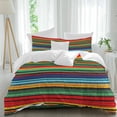 4 Piece Duvet Cover Set Queen, Mexico Art Tribal Colorful Stripes Soft ...