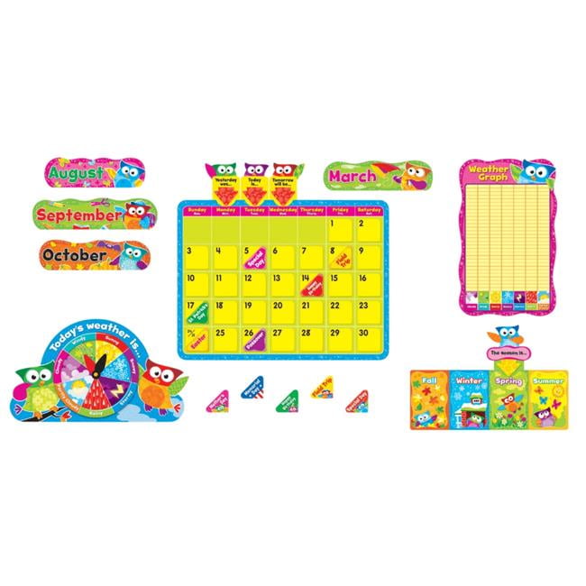 Set Bulletin Board Owl-Stars Calendar - Walmart.com