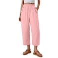 Aboser Summer Beach Capri Pants for Women with Pockets Elastic Waist ...
