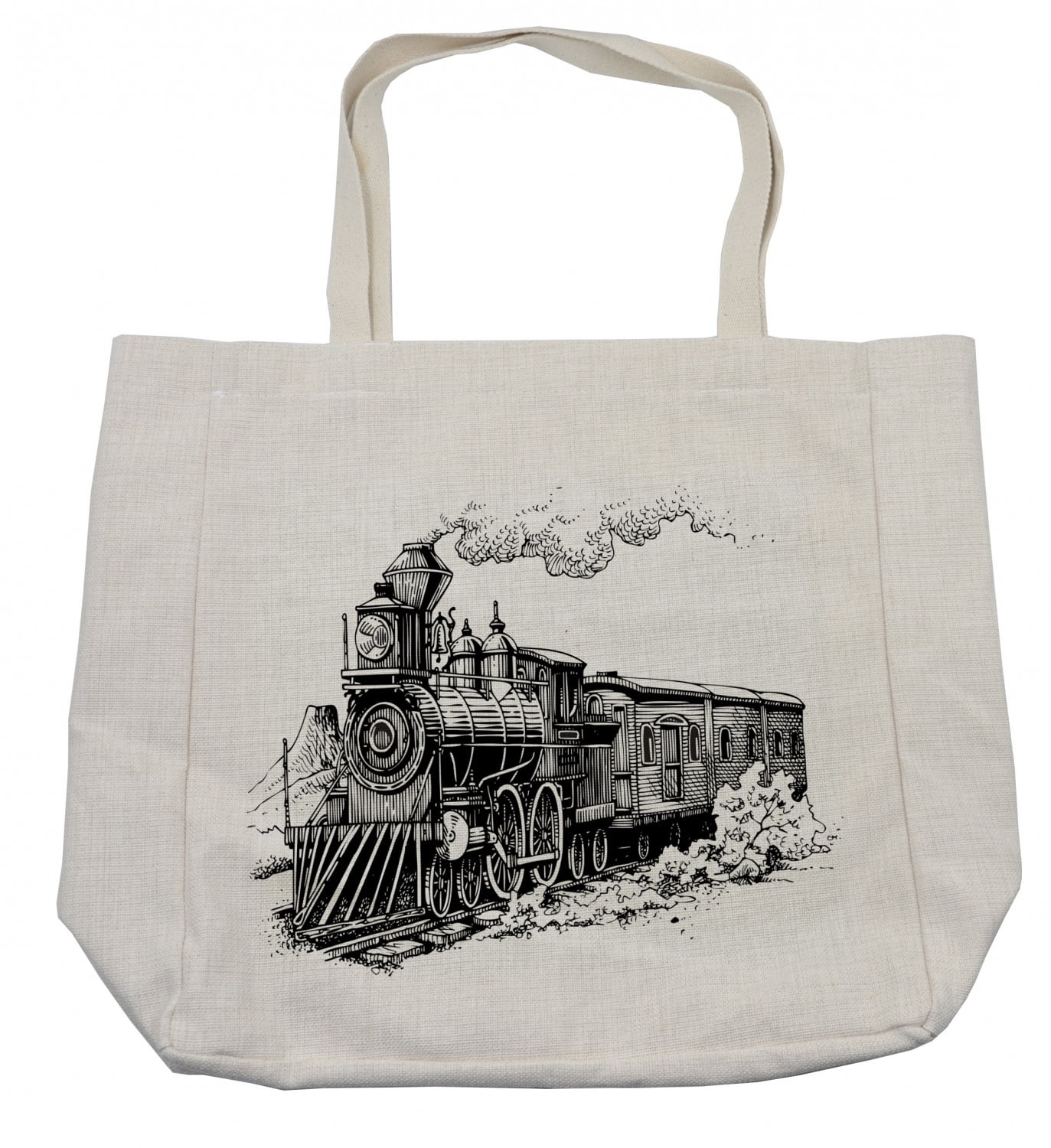 Steam Engine Shopping Bag, Rustic Old Train in Country Locomotive ...