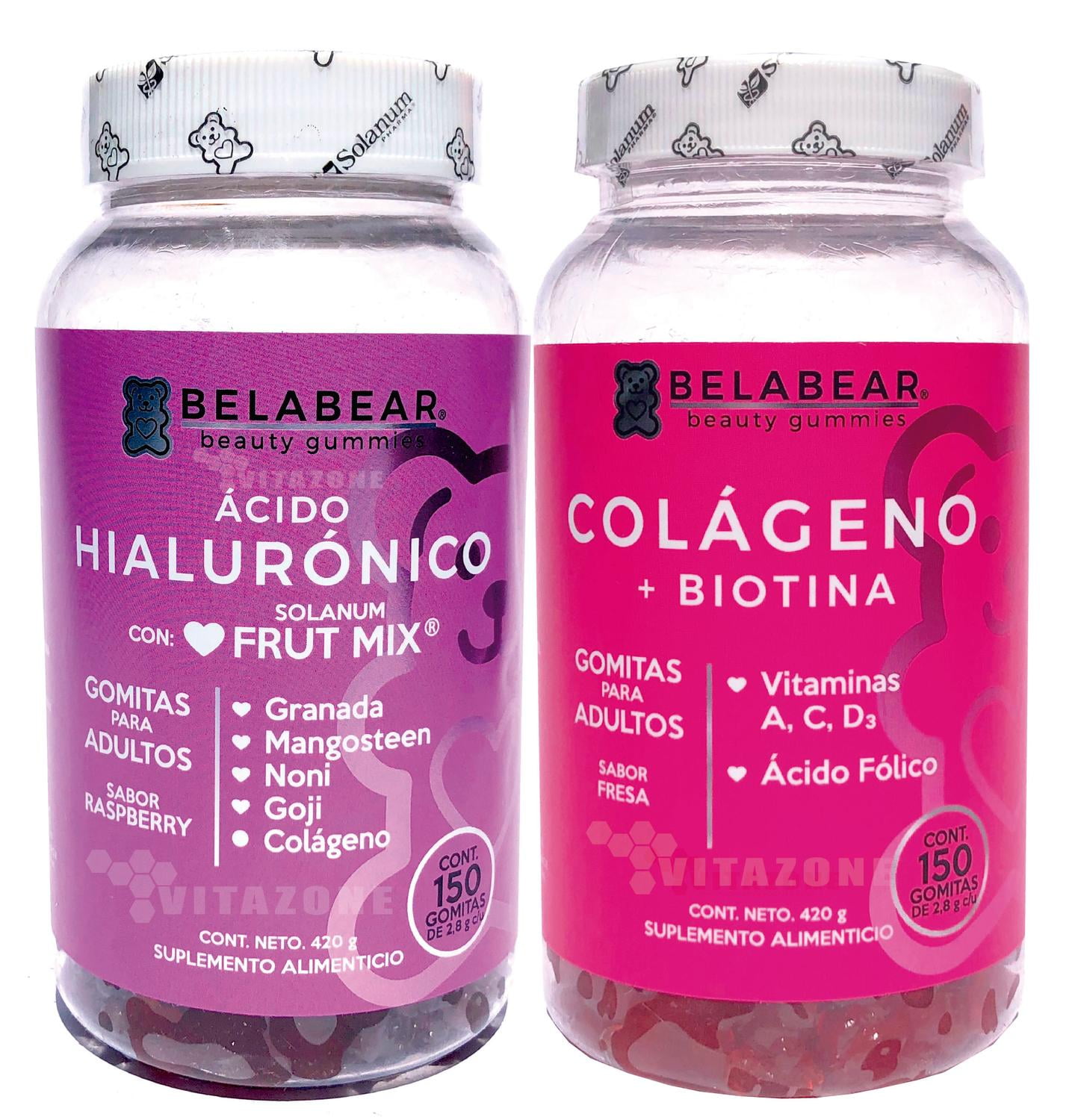 Kit Colágeno Biotina y Ã Cido Hialurónico 300 gomitas Solanum | Walmart ...