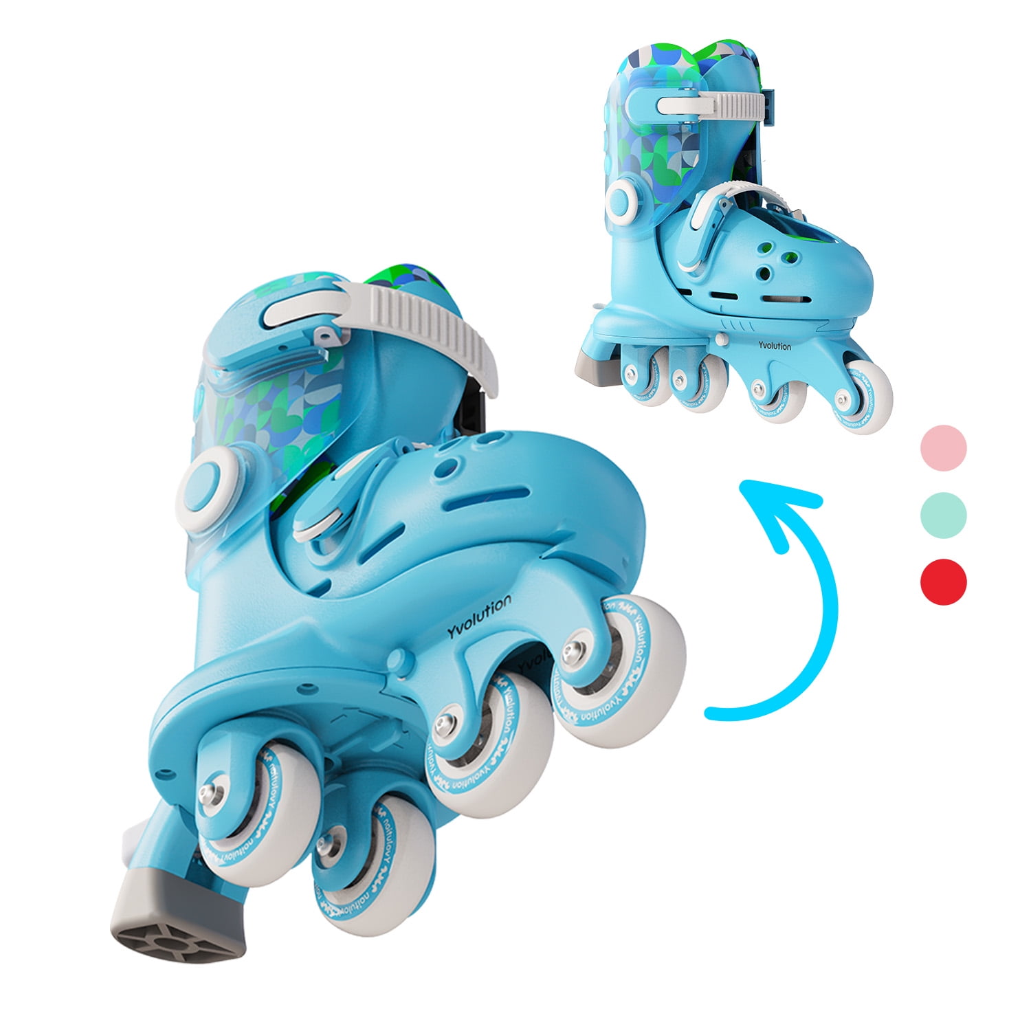 Yvolution Twista Kids Skates, Adjustable Modes, Kids Size 7J-11J, Blue ...