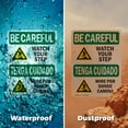 (2 Pack) Watch Your Step With Symbol Bilingual OSHA Be Careful Sign ...