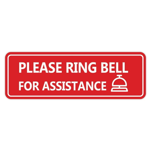 Standard Please Ring Bell for Assistance (Bell) Sign (Red) - Large ...