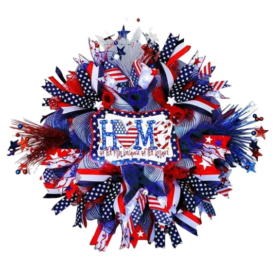 3D Dimensional 4th of July Flag Wreath, Patriotic Independence Day Door ...