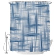 Blue Weave Mesh Shower Curtain Set with Hooks, Modern Minimalist ...