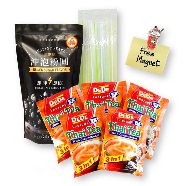 Secret Pantry Bubble Tea DIY Thai Boba Iced Tea Kit with 5 DeDe Instant ...