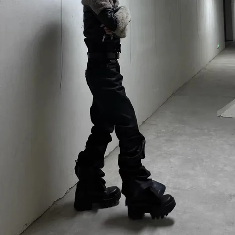 Y2k Streetwear Wax Leather Strecth Jeans Men and Women Ropa Y2k Streetwear Wax Leather Strecth Jeans Men and Women Ropa