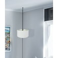 1 Light Swag Plug-In Pendant 16"w White Linen Drum Shade, 17' Black ...