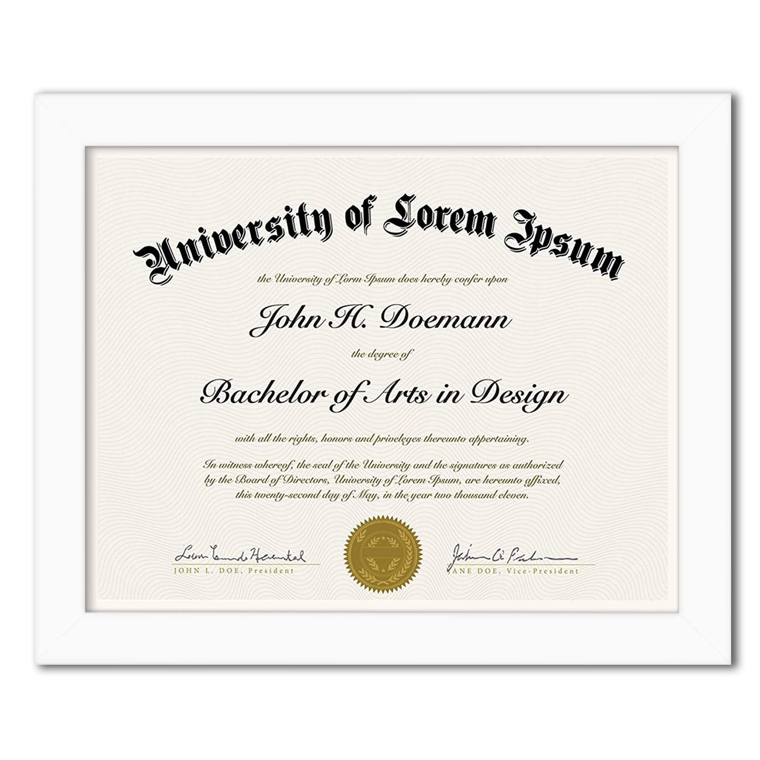 Americanflat 8.5x11 Diploma Frame in White with Shatter Resistant Glass ...