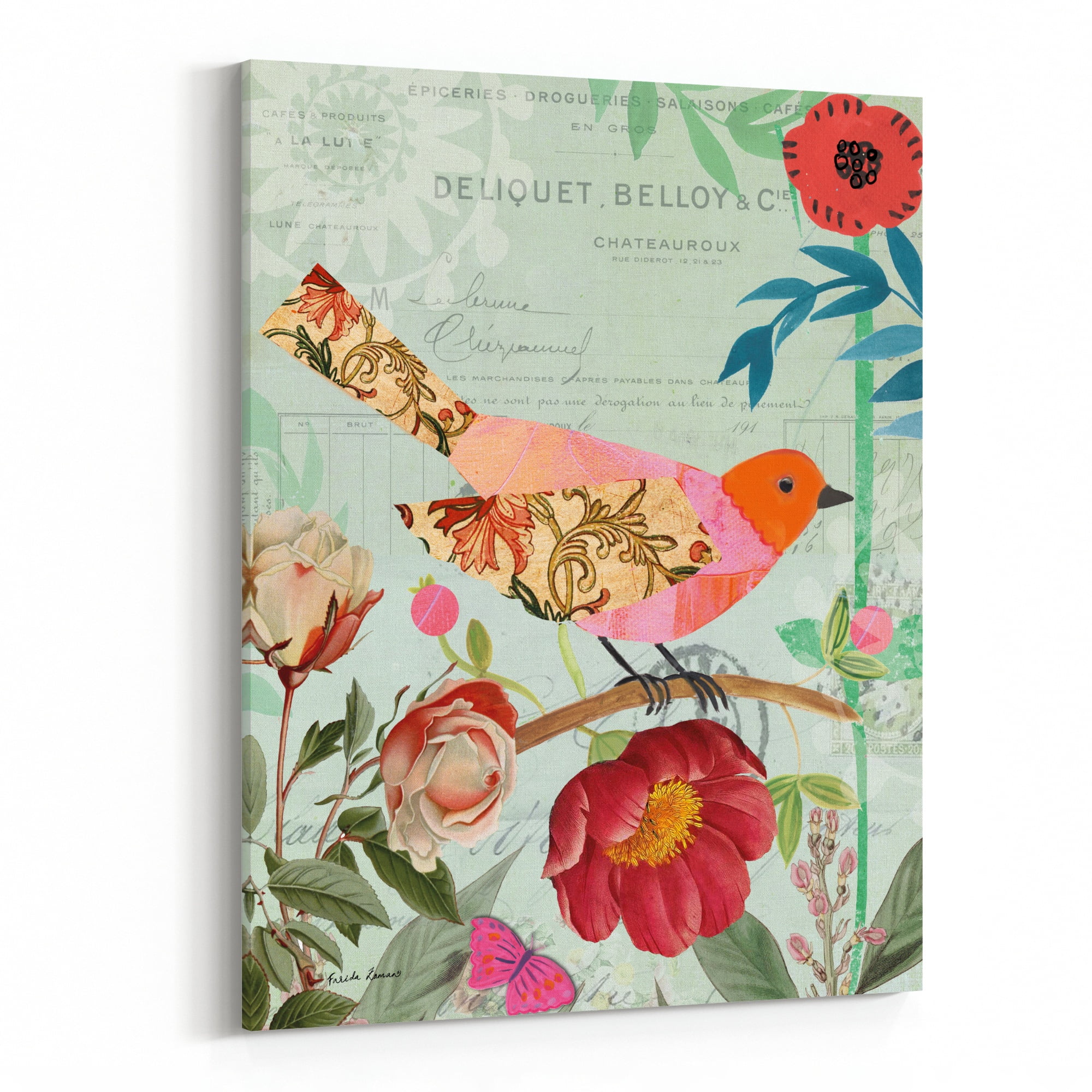 Art & Collectibles Giclée Blue Bird Floral Art Print Birdhouse and ...