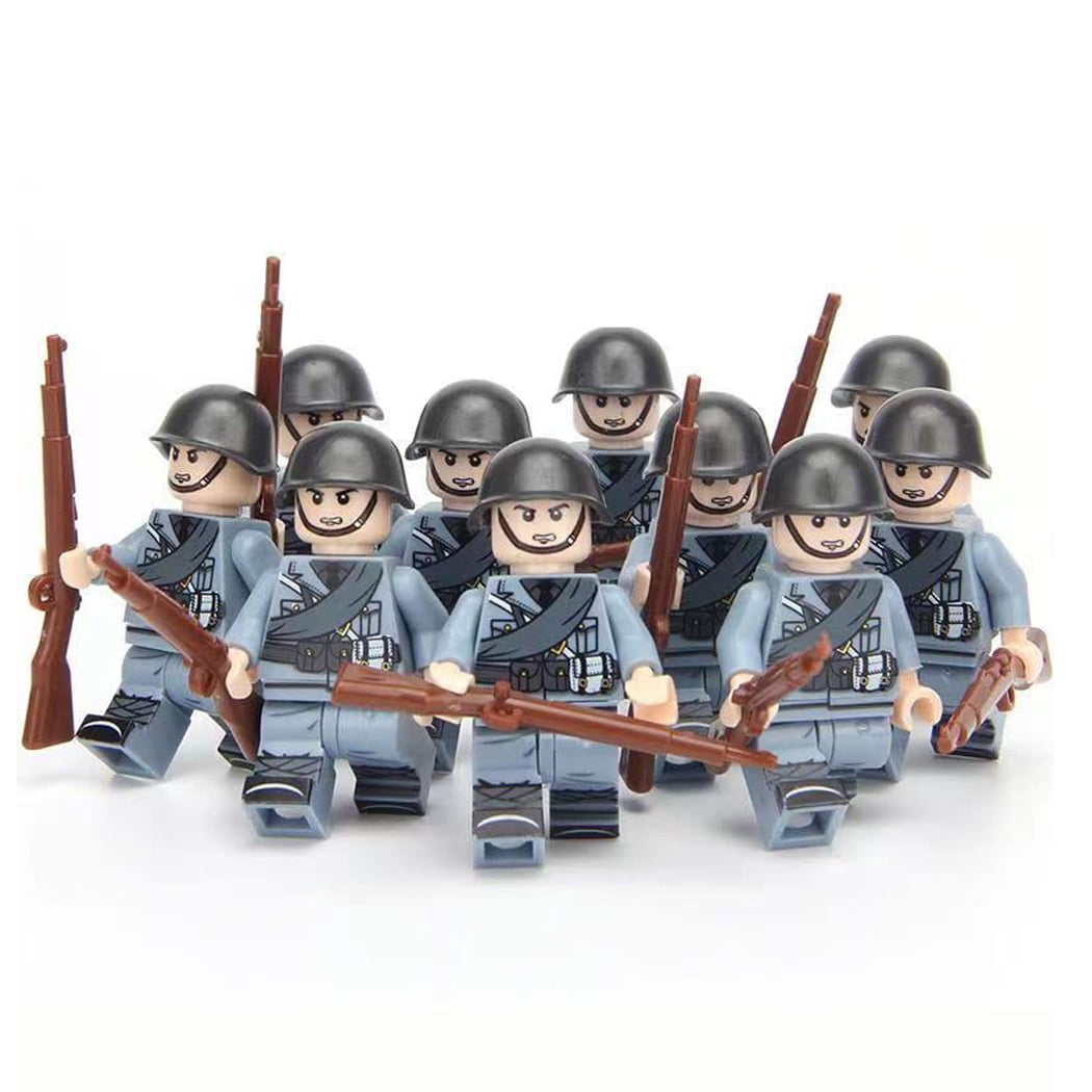 10 Pcs Military Minifigures Army Soldiers Action Figures with Weapons ...