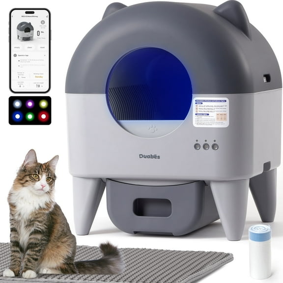 Automatic Litter Box with Raised Step, for Multiple Cats, Open Top ...
