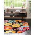 Unique Loom Kennedy Lyon Rug Black/Green 7' 11" Octagon Floral ...