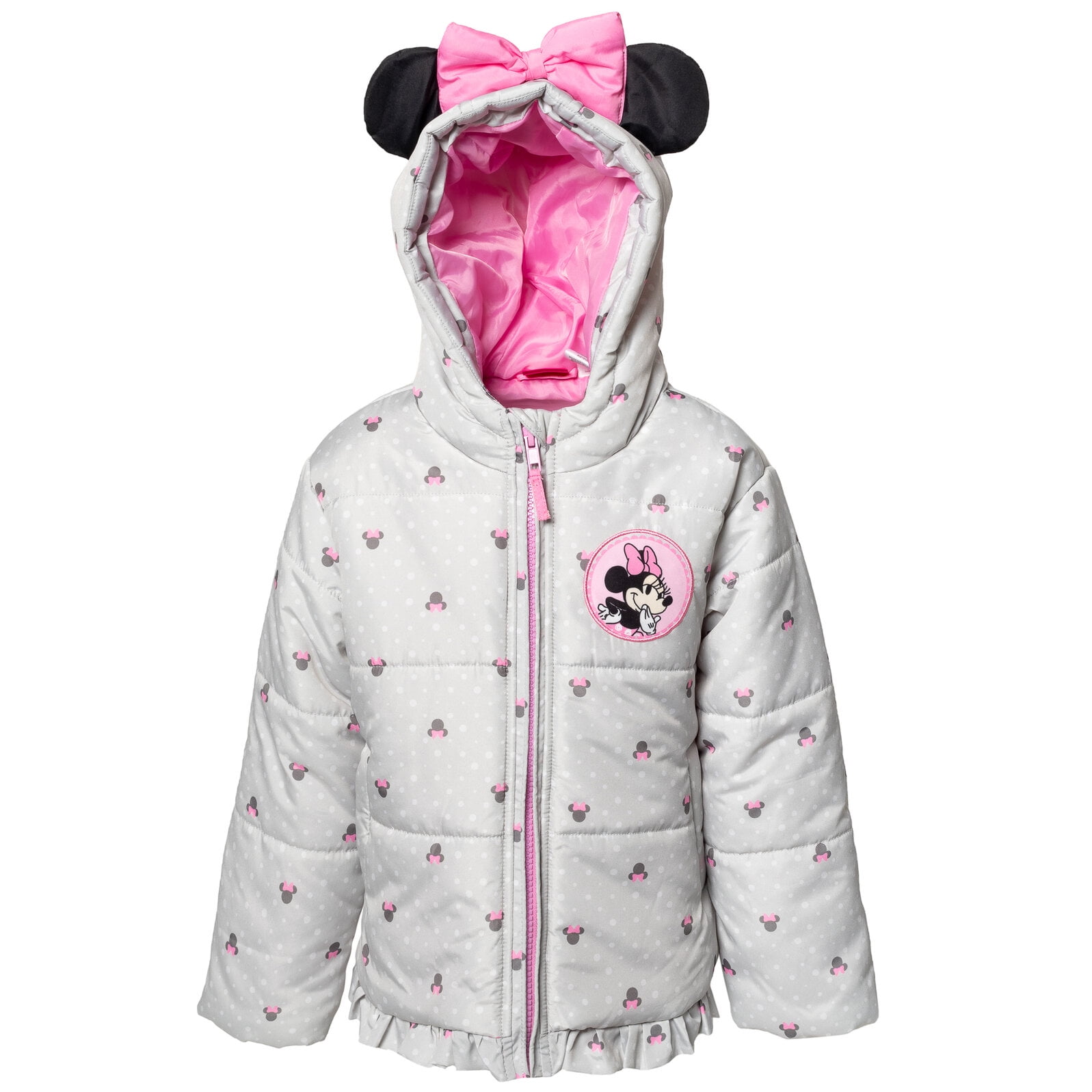 Disney Minnie Mouse Toddler Girls Zip Up Puffer Jacket Toddler to ...