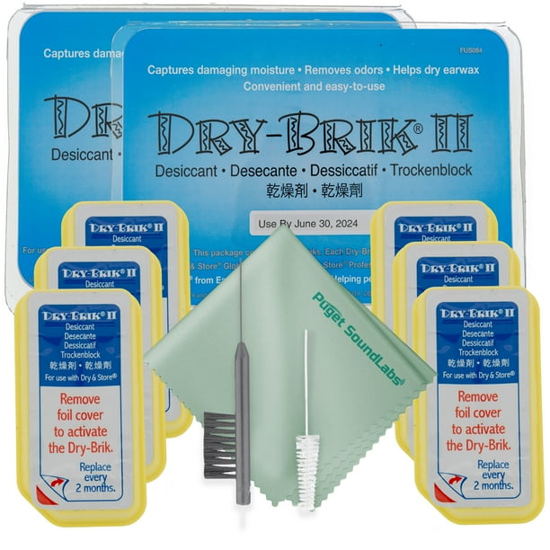 Dry-Brik ii Desiccant Blocks (6 Dry Briks total) with Hearing Aid ...