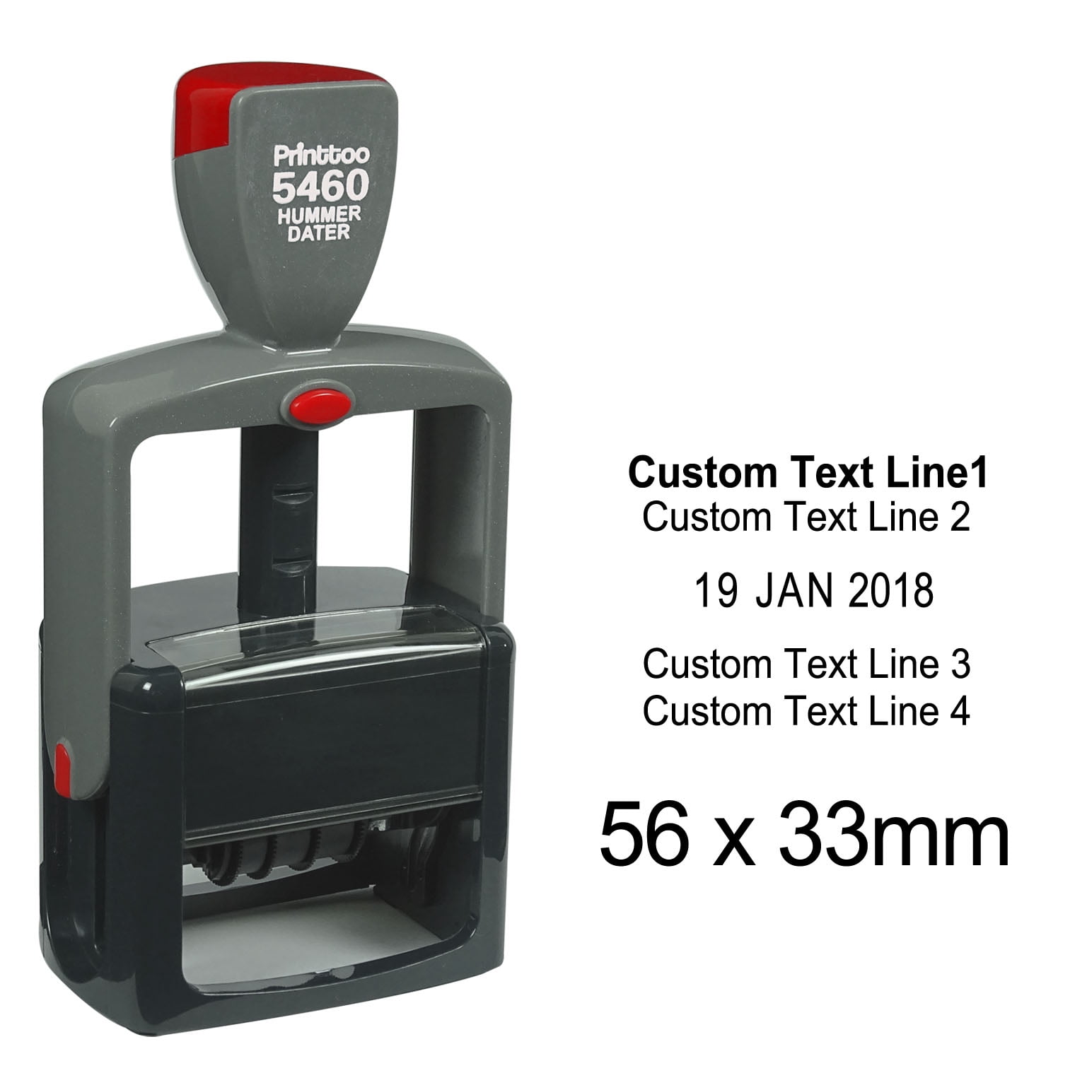Printtoo Self Inking Heavy Duty Dater Stamp With Custom Text Office ...