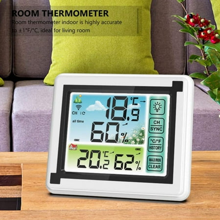 Wireless Color Screen Indoor Outdoor Temperature Humidity Thermometer ...