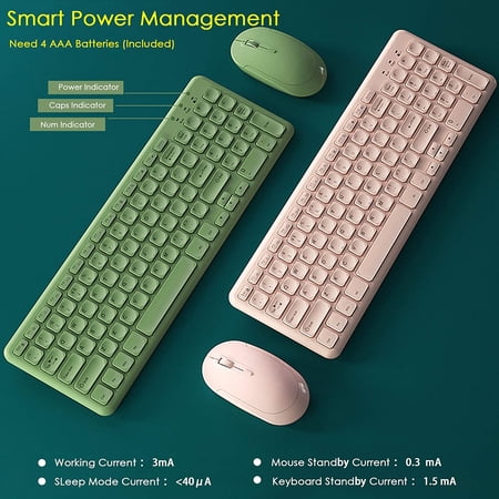 Wireless Keyboard and Mouse Combo, Cordless Computer Keyboard with ...