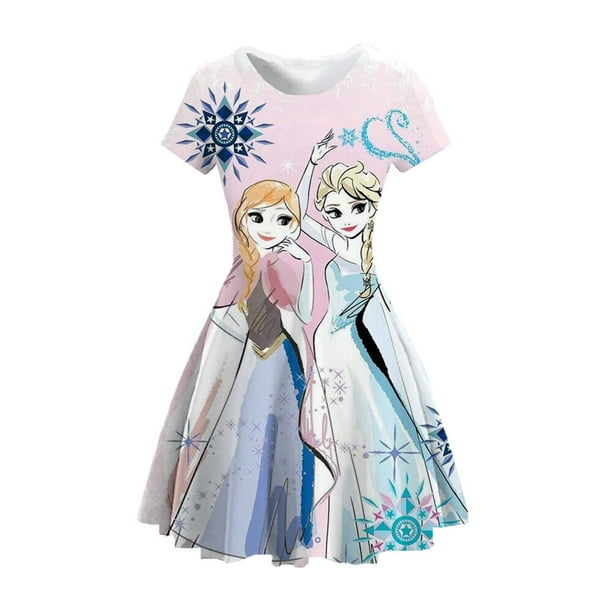 Disney Frozen Anna Elsa 3D Princesse Robe Pour Fille Fête Enfants ...