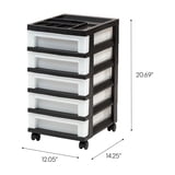IRIS 5-Drawer Narrow Plastic Storage Drawer Cart with Organizer Top ...