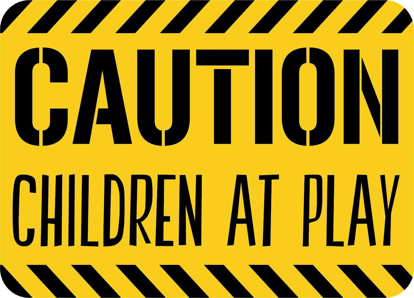 Yellow Caution Children At Play for Kid's Playroom Vinyl Wall Decal ...