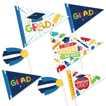 1 3/4” – 7 3/4" Congrats Grad Cardstock Photo Stick Props- 12 pieces ...