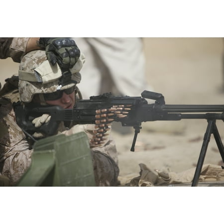 U.S. Marine firing PK 7.62mm general-purpose machine gun at a shooting ...