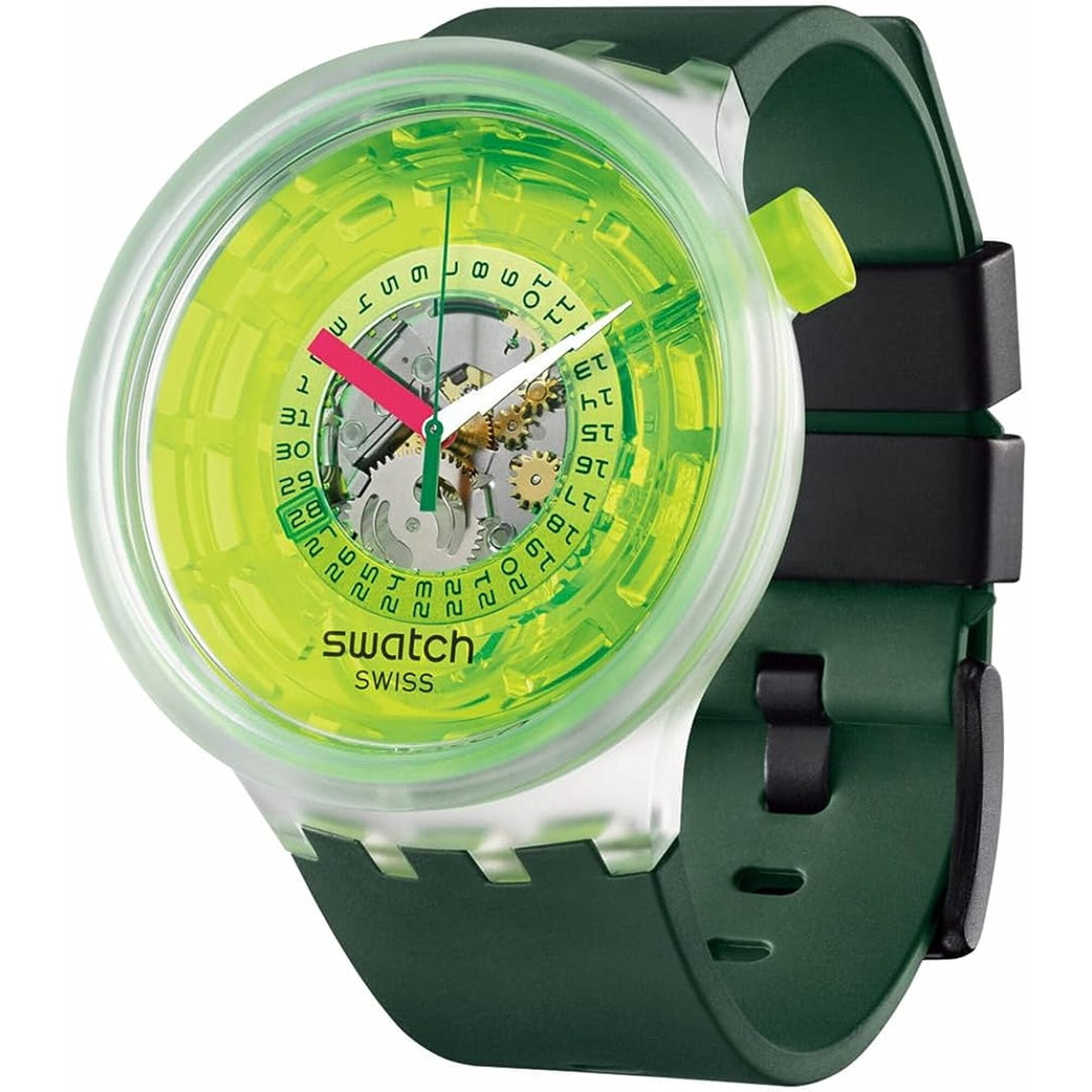 Swatch SB05K400 Unisex Blinded By Neon Semi Skeleton Dial Watch ...