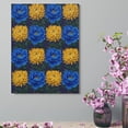 Botanical Blue Peony And Yellow Chrysanthemum Floral Pattern Long ...