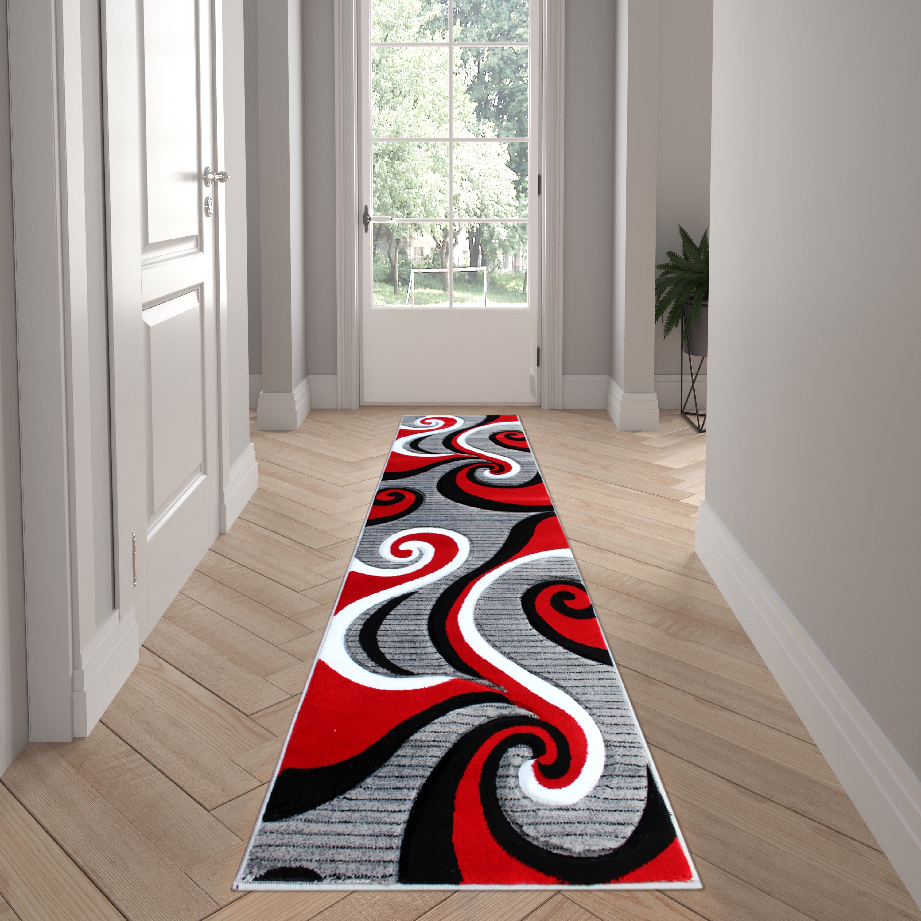 Emma + Oliver 2x7 Accent Rug with Modern 3D Sculpted Swirl Pattern and ...